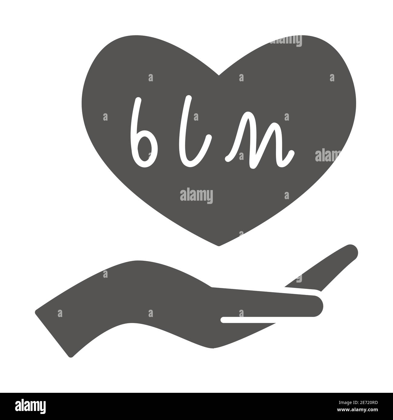 Hand holding heart with BLM text solid icon, Black lives matter concept ...