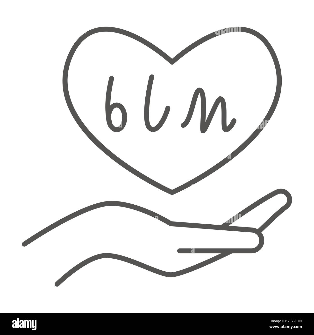 Hand holding heart with BLM text thin line icon, Black lives matter ...