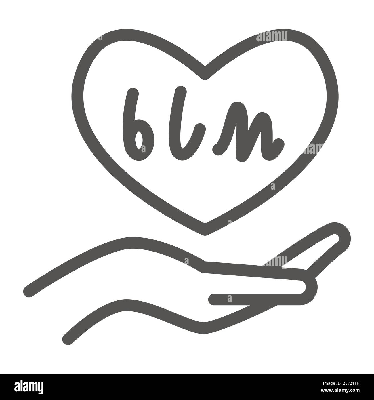 Hand holding heart with BLM text line icon, Black lives matter concept ...