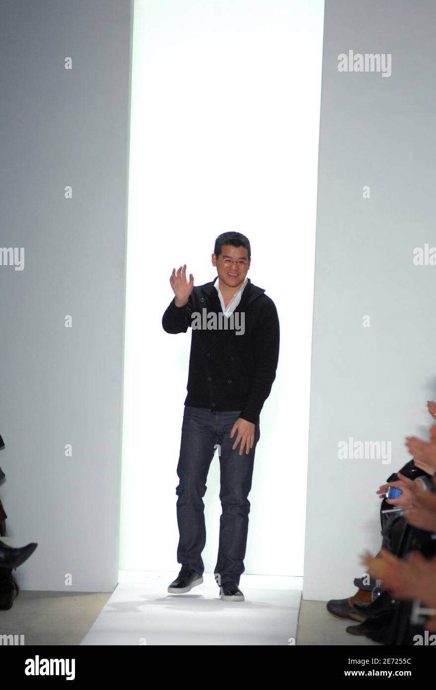 Designer Peter Som appears on the runway at his Fall-Winter 2007 ...