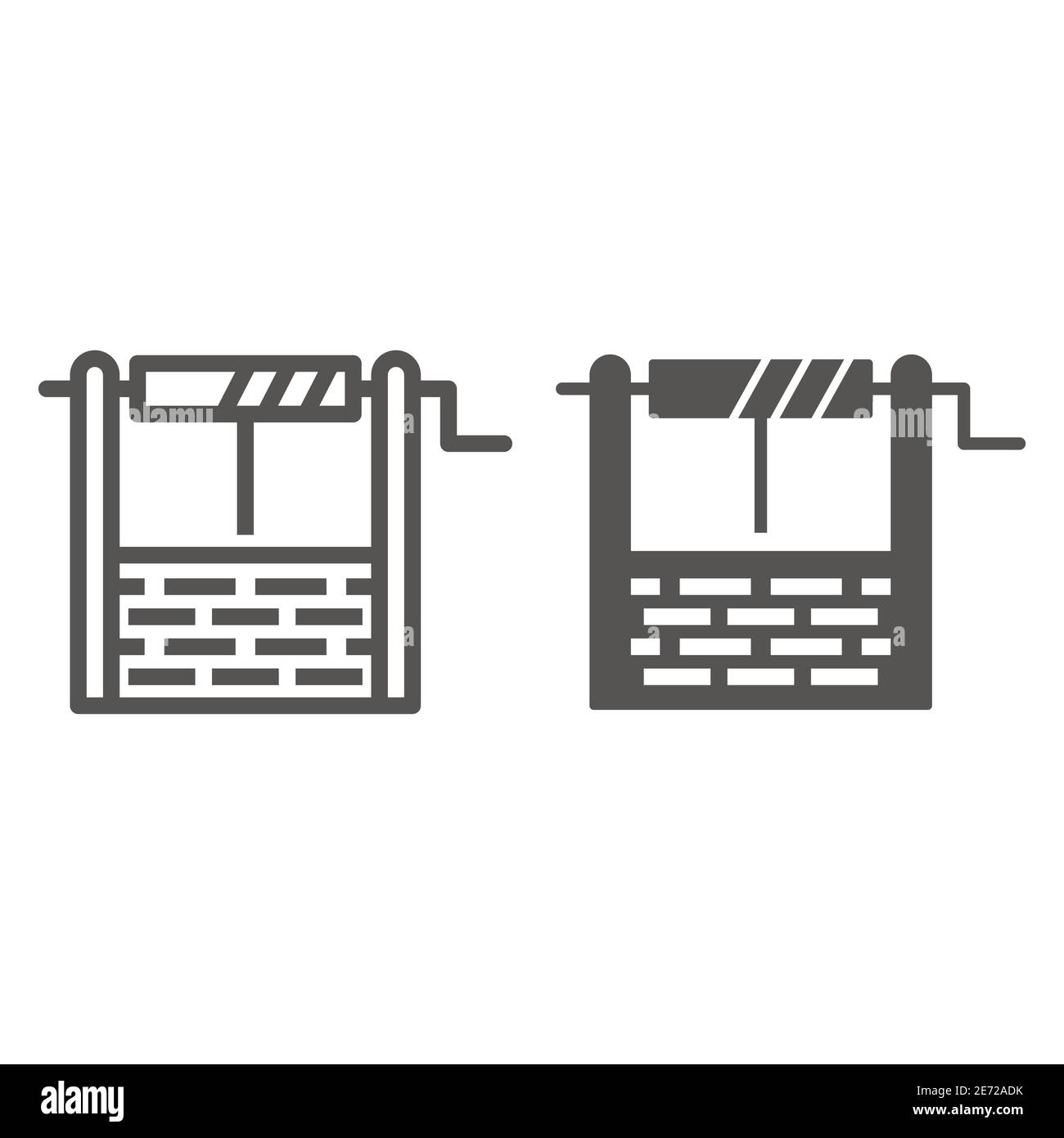 Water well line and solid icon, Garden and gardening concept, draw-well ...