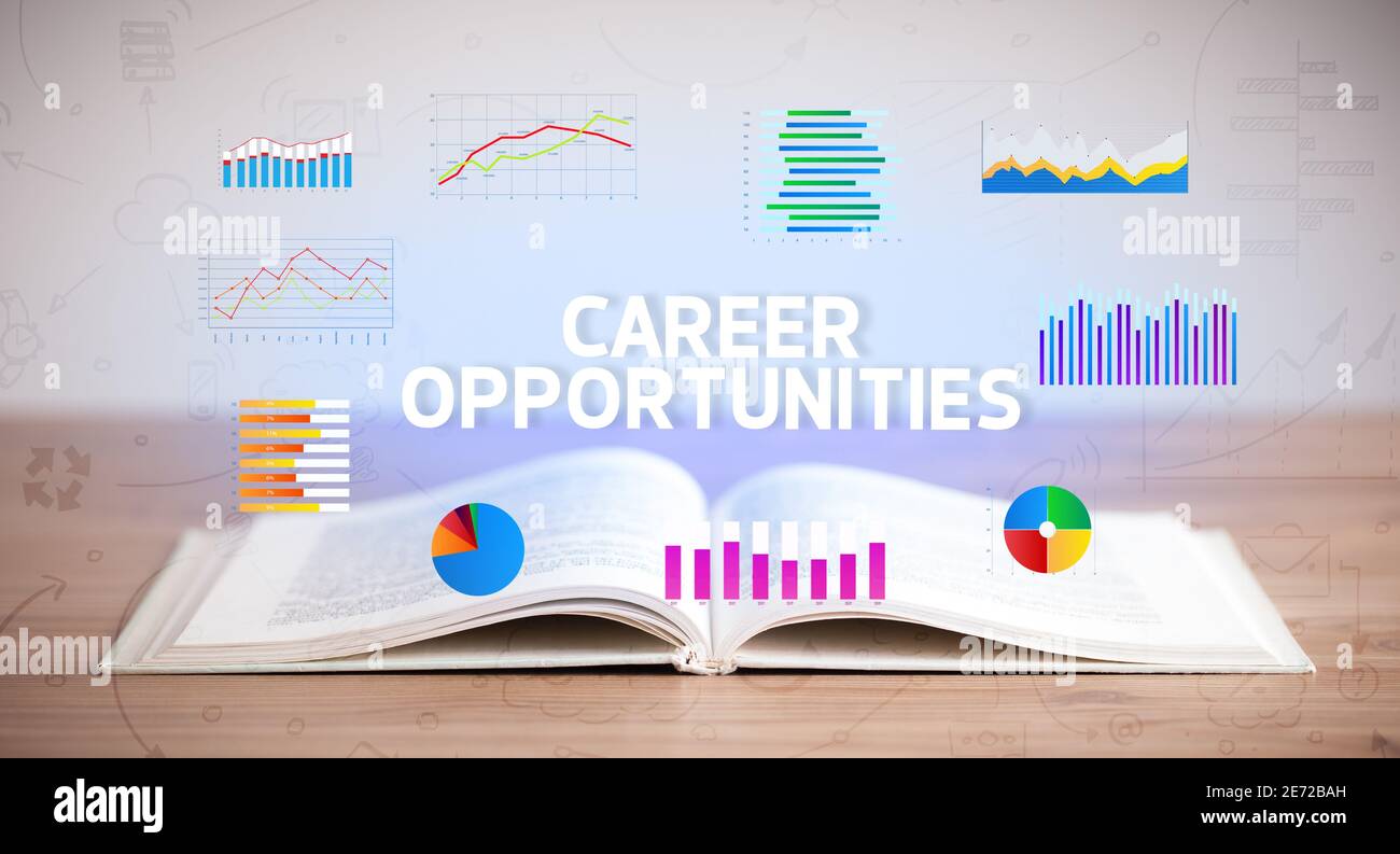 Open book with CAREER OPPORTUNITIES inscription, new business concept ...