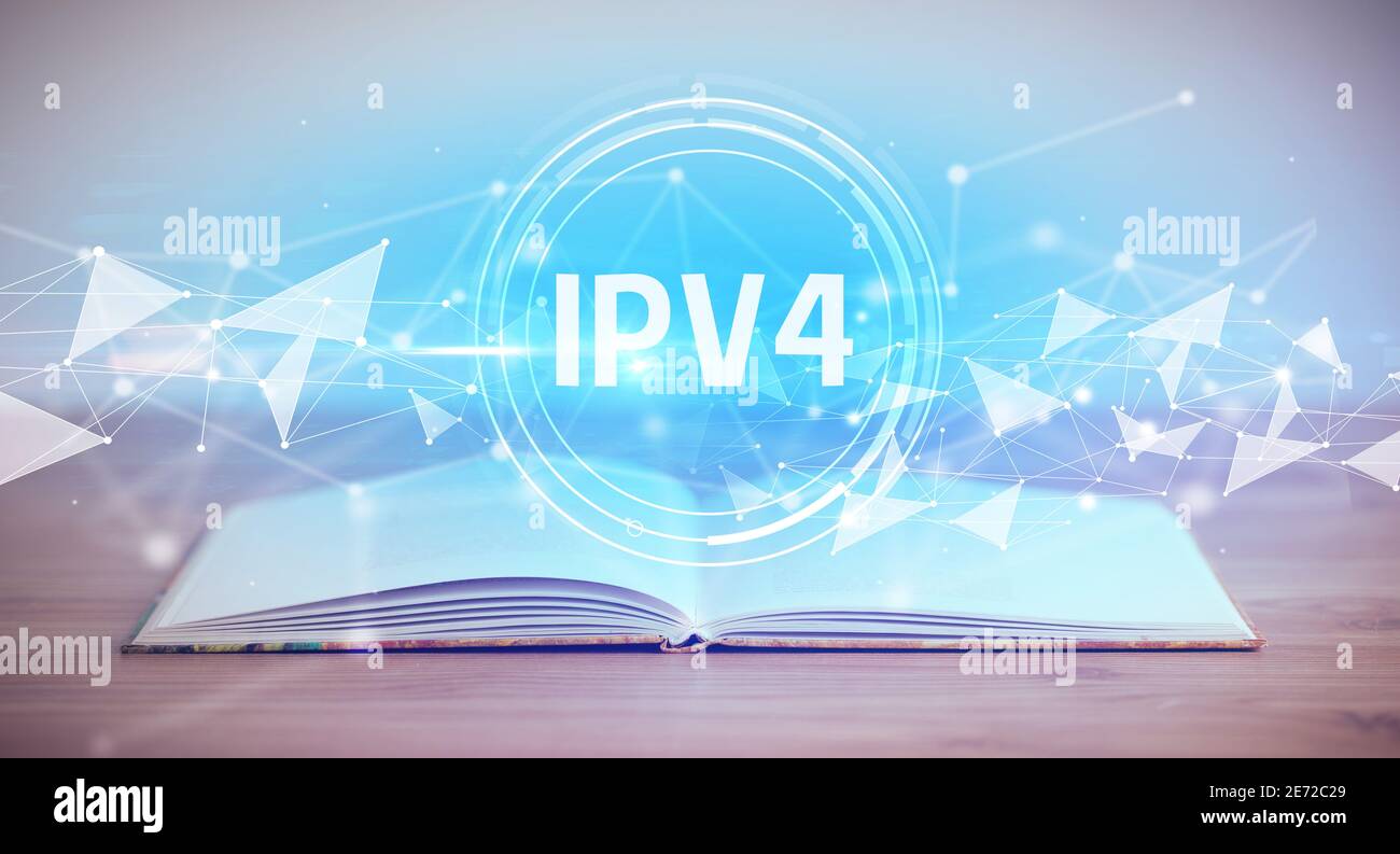 Open book with IPV4 abbreviation, modern technology concept Stock Photo ...