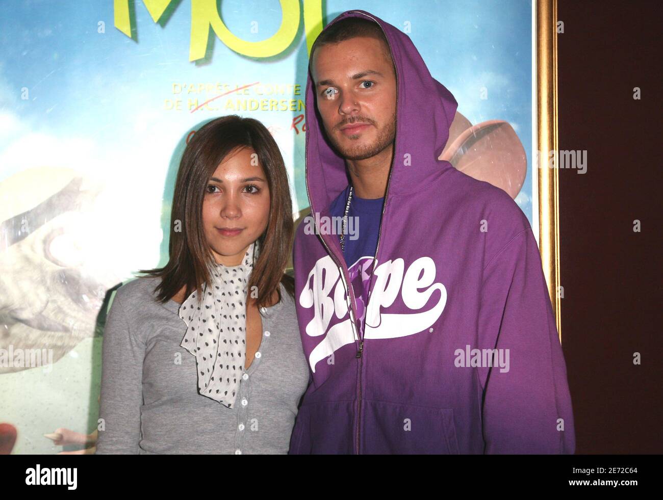 French singers Leslie and M Pokora poses for pictures as they arrives ...