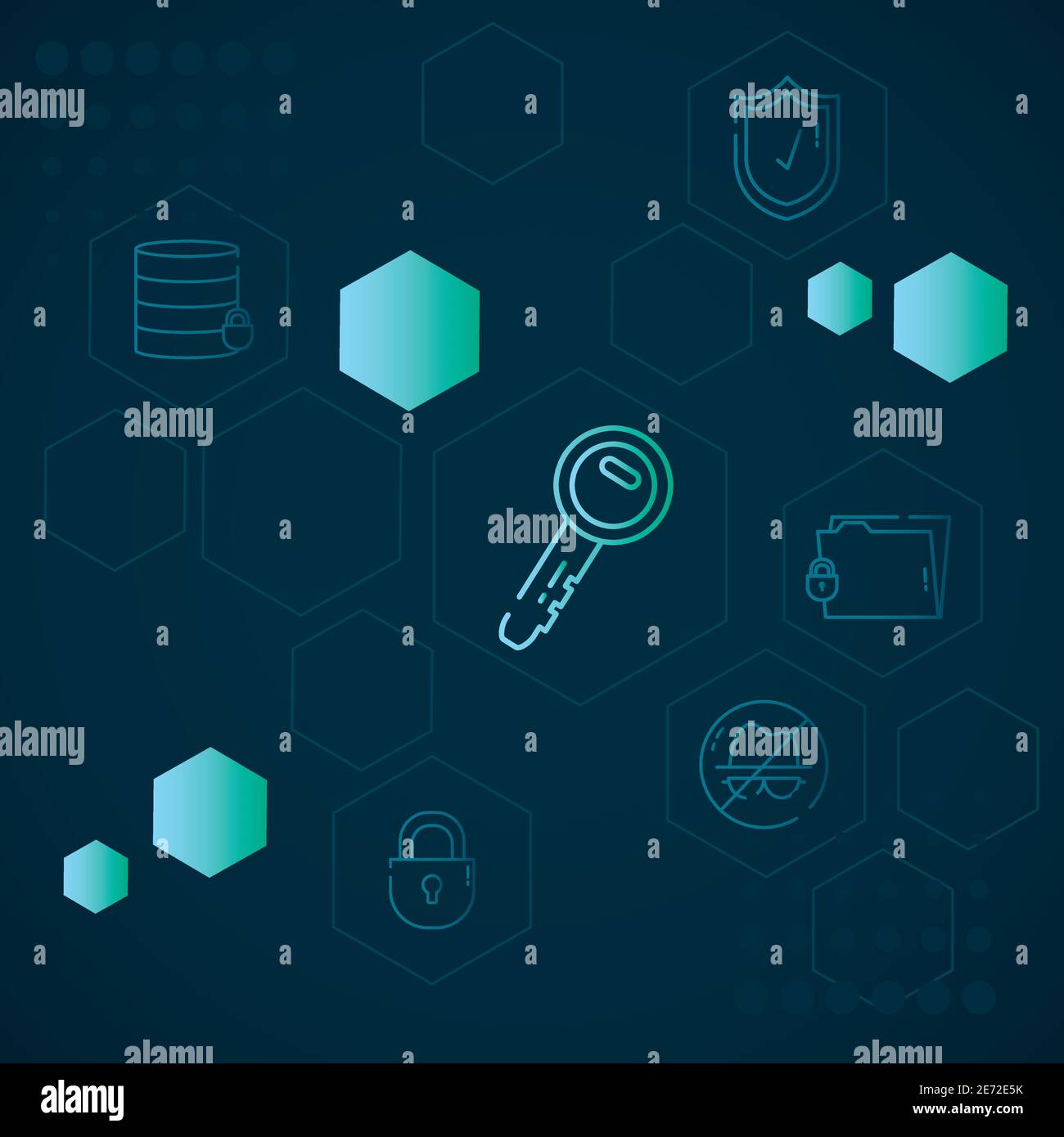 Cyber lock key and icons design of Password technology and protection ...