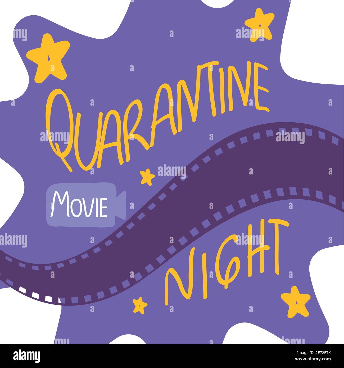 Quarantine movie night with videocamera and strip design of covid 19 ...