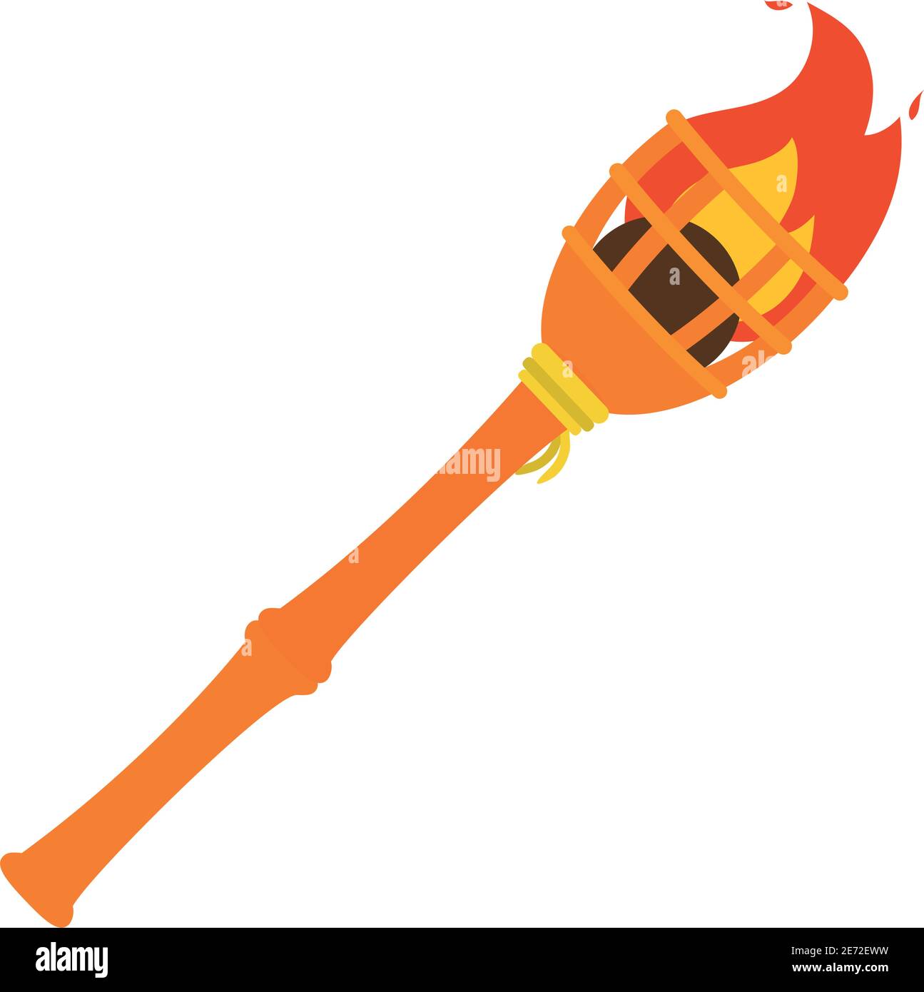 wooden torch icon over white background, colorful design, vector ...