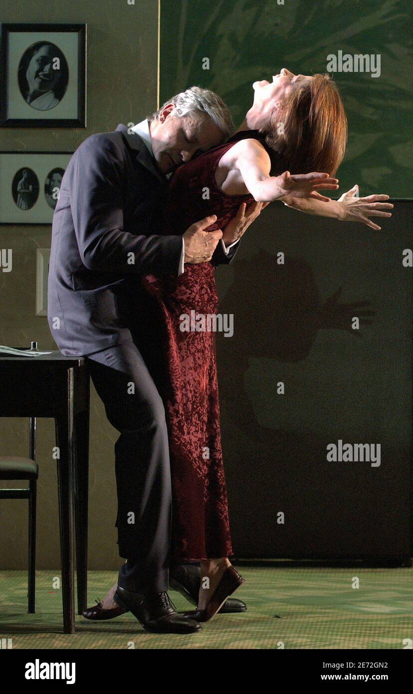 Actors Charlotte Rampling and Didier Sandre perform during the press ...