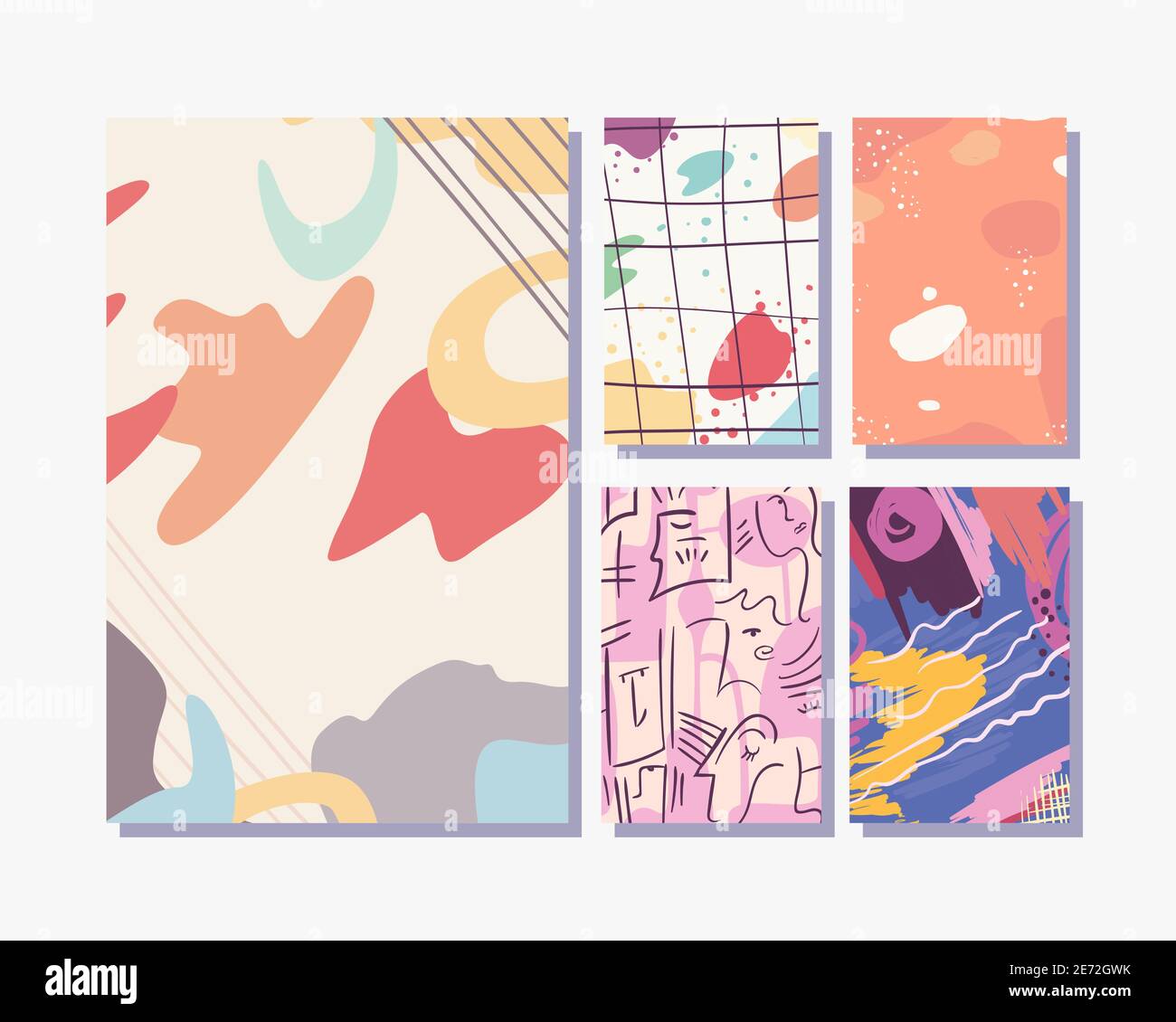 Abstract pattern backgrounds set design, Art and wallpaper theme Vector ...