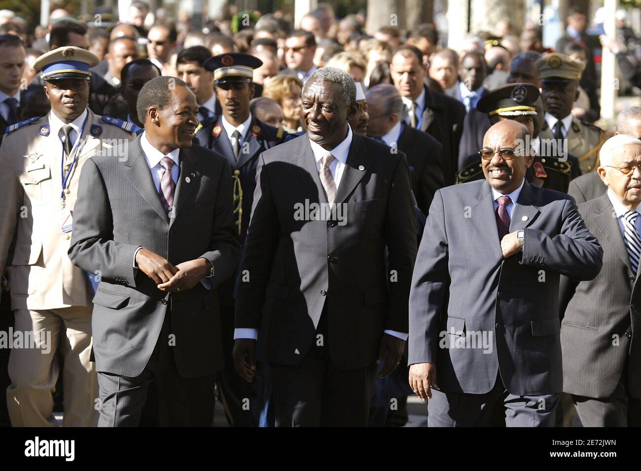 Burkina Faso president Blaise Compaore, John Kufuor, president of Ghana ...
