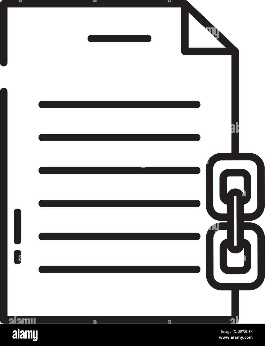 document with chain icon over white background, half line style, vector ...