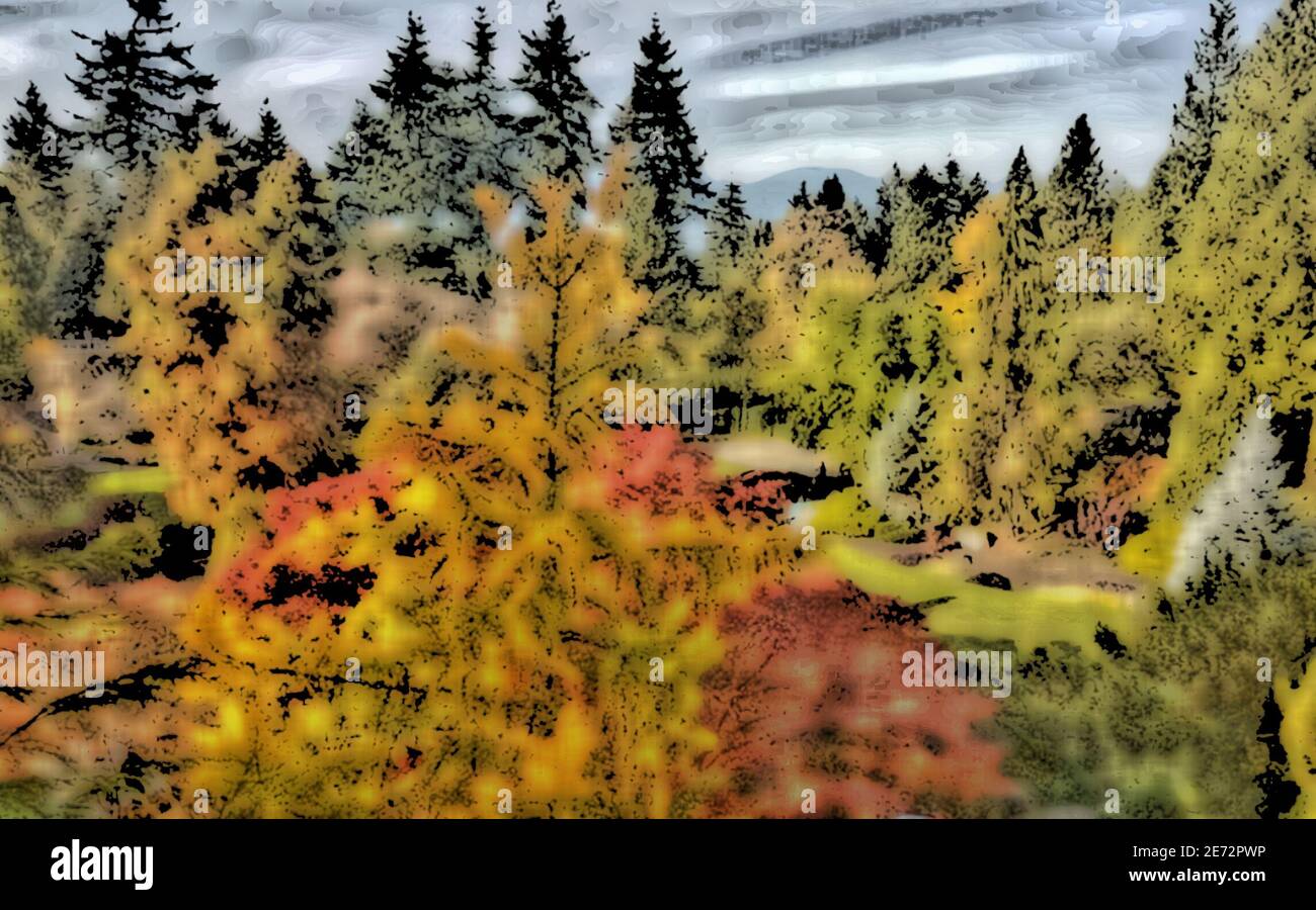 Autumn beginnings. Late summer early fall landscape. Beautiful, lush ...