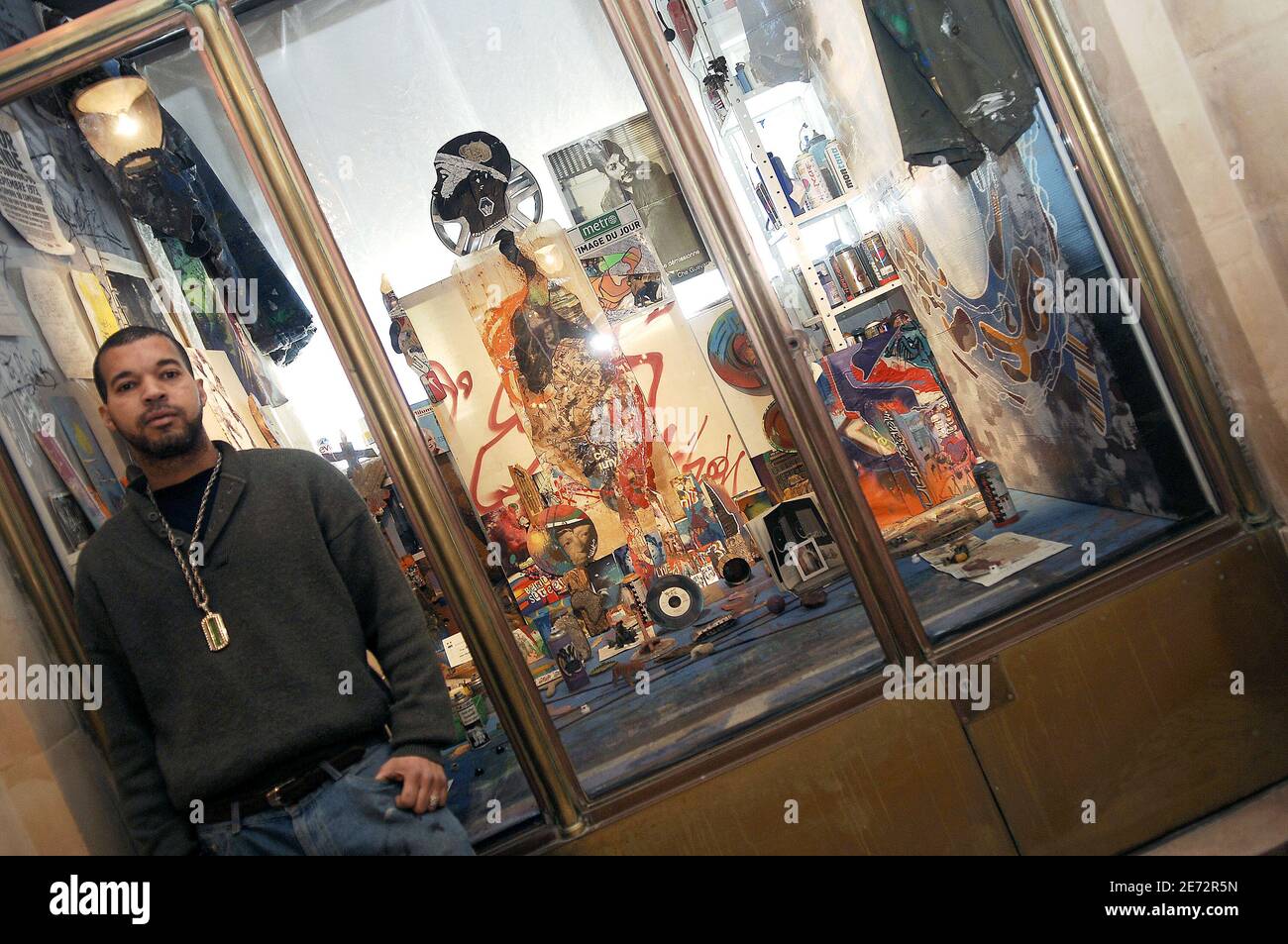 French artist Shuck present his 'White Card' work in the windows of the ...