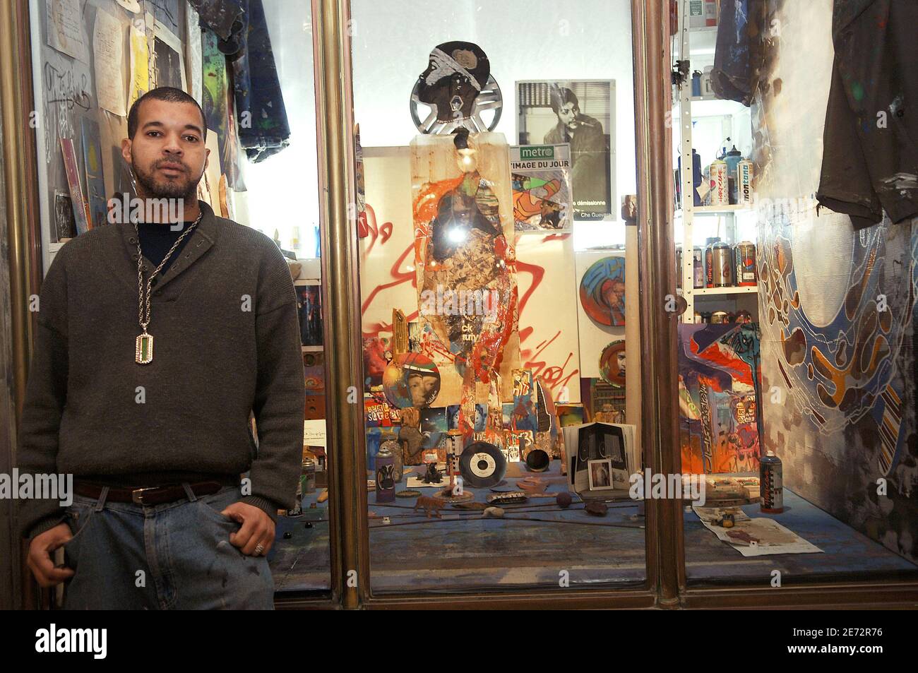 French artist Shuck present his 'White Card' work in the windows of the ...