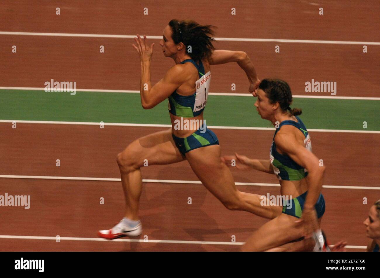 Belgium's Kim Gevaert performs on 60 meters during the Athletics ...
