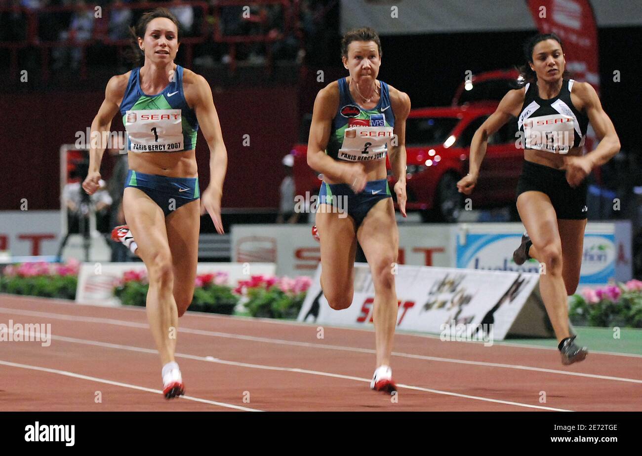 Belgium's Kim Gevaert performs on 60 meters women during the Athletics ...