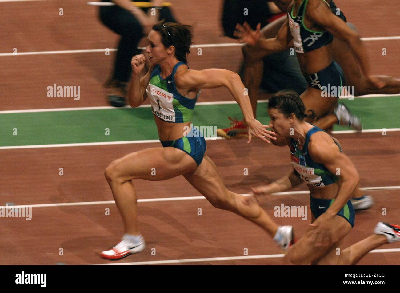 Belgium's Kim Gevaert performs on 60 meters during the Athletics ...