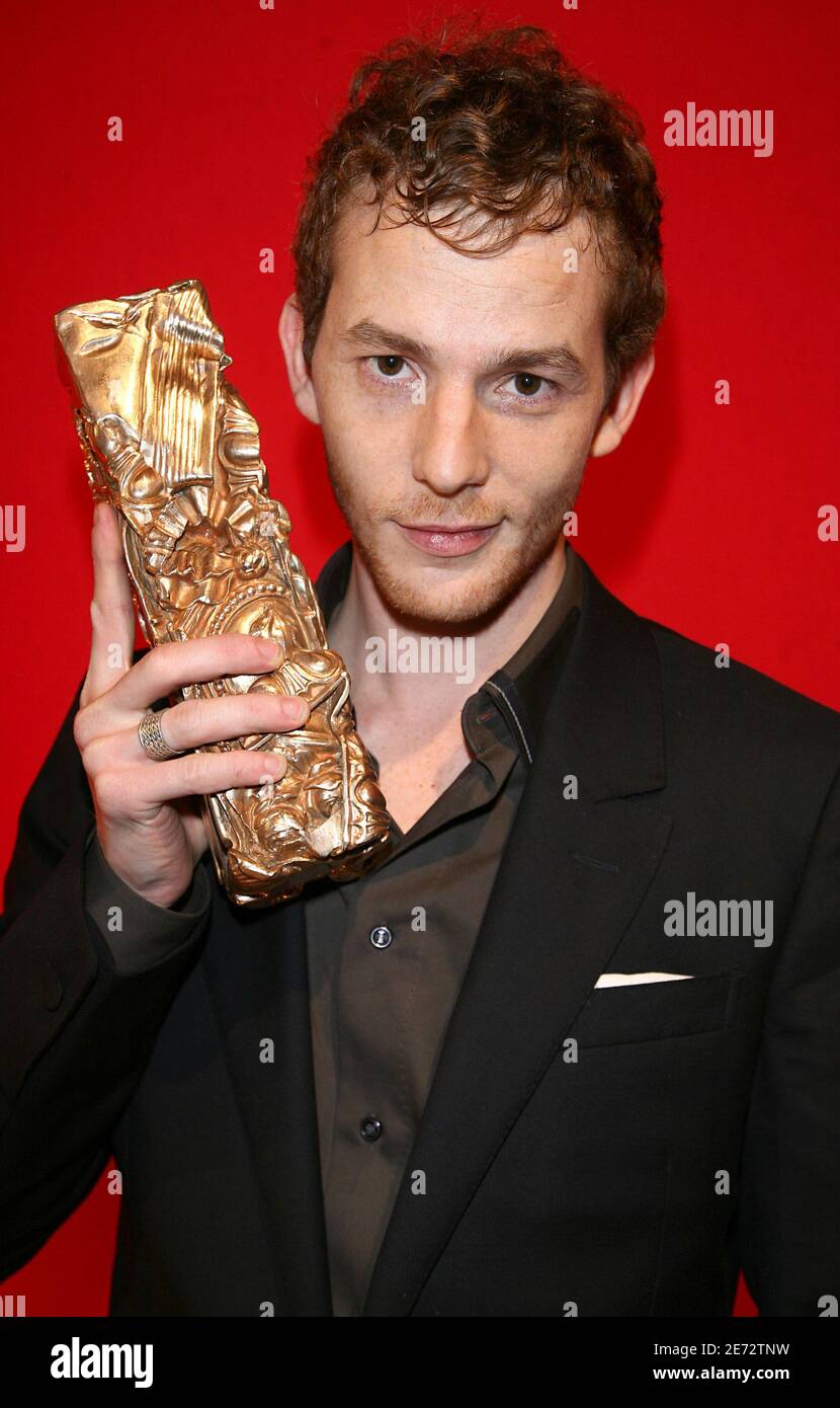 French actor Malik Zidi poses with his best young award for at the ...