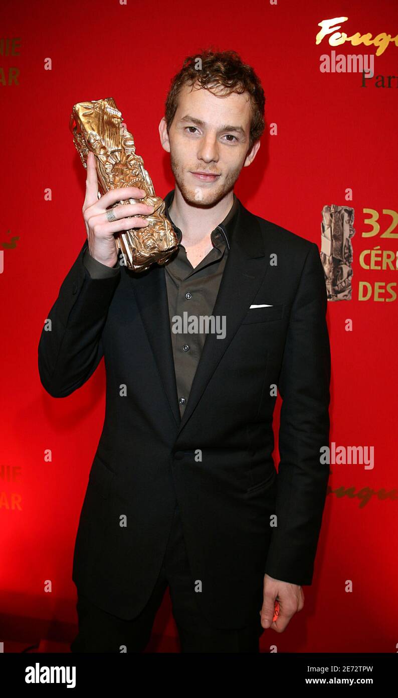 French actor Malik Zidi poses with his best young award for at the ...