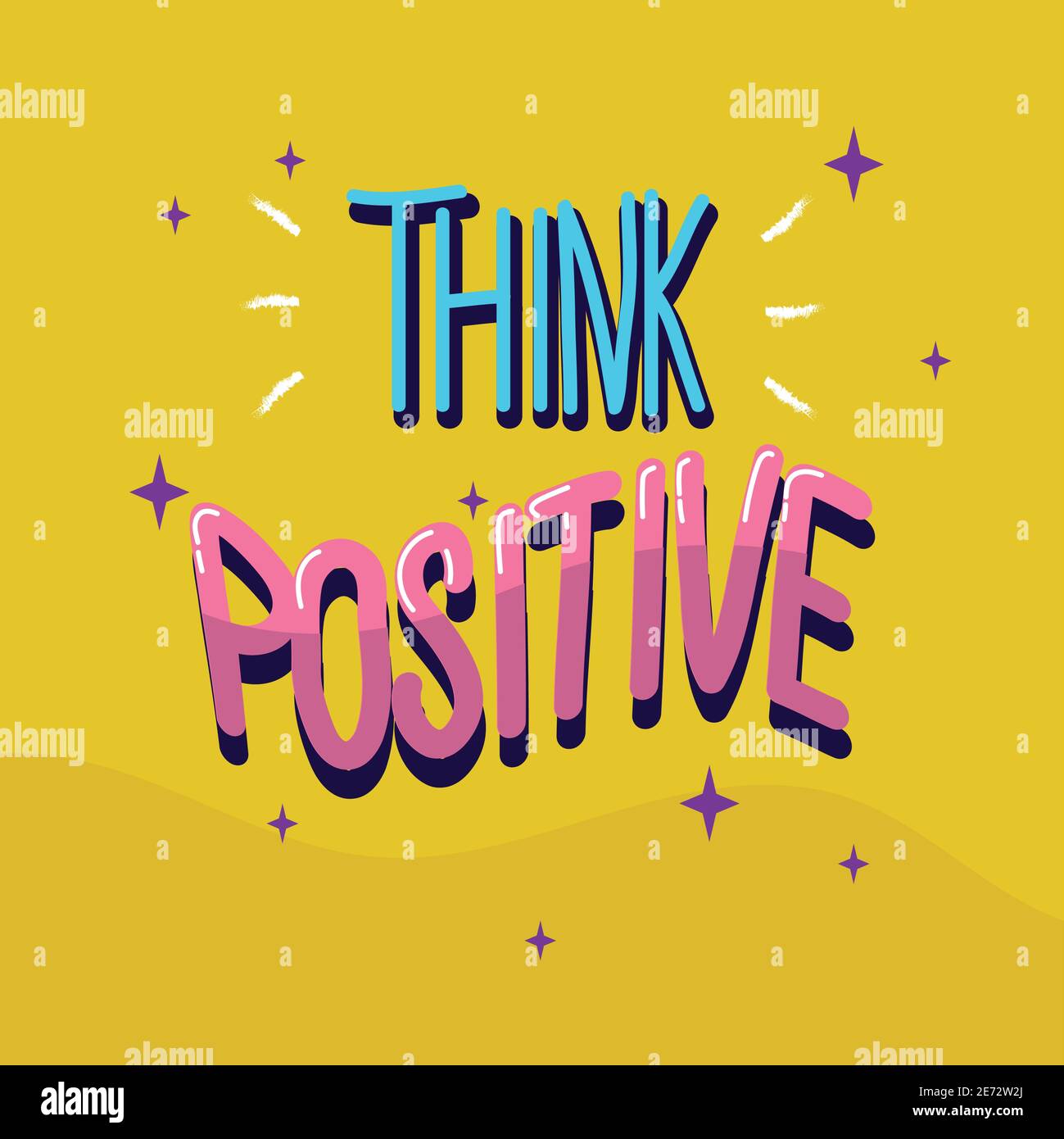 Think positive with stars design of covid 19 virus lettering message ...