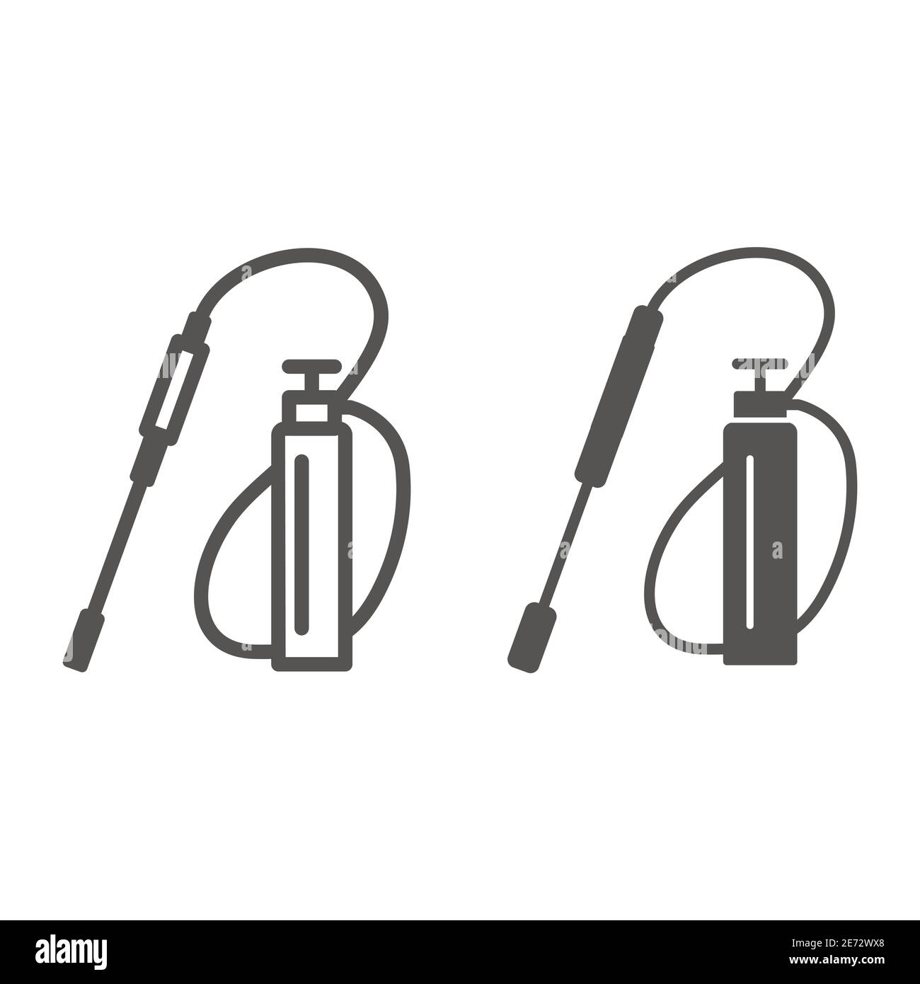 Garden sprayer line and solid icon, Garden and gardening concept ...