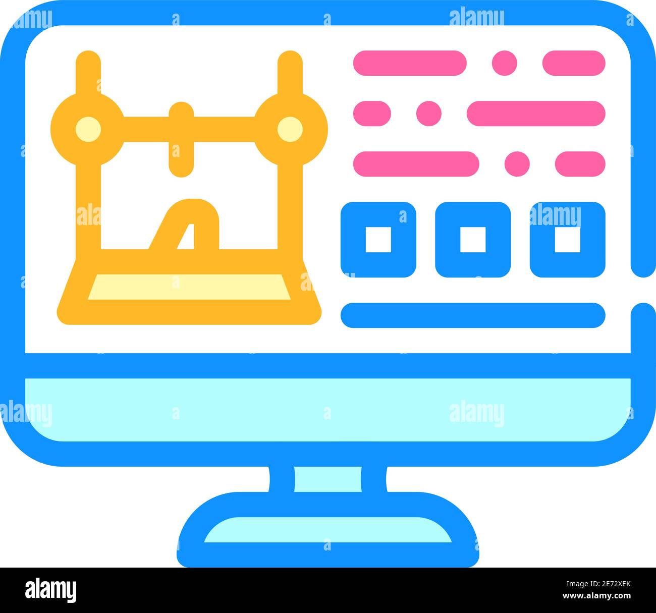monitor with printer settings color icon vector illustration Stock ...