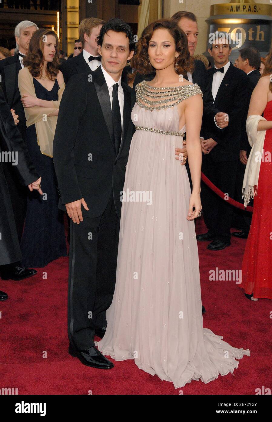 Marc Anthony and wife Jennifer Lopez, arriving at the 79th Academy ...