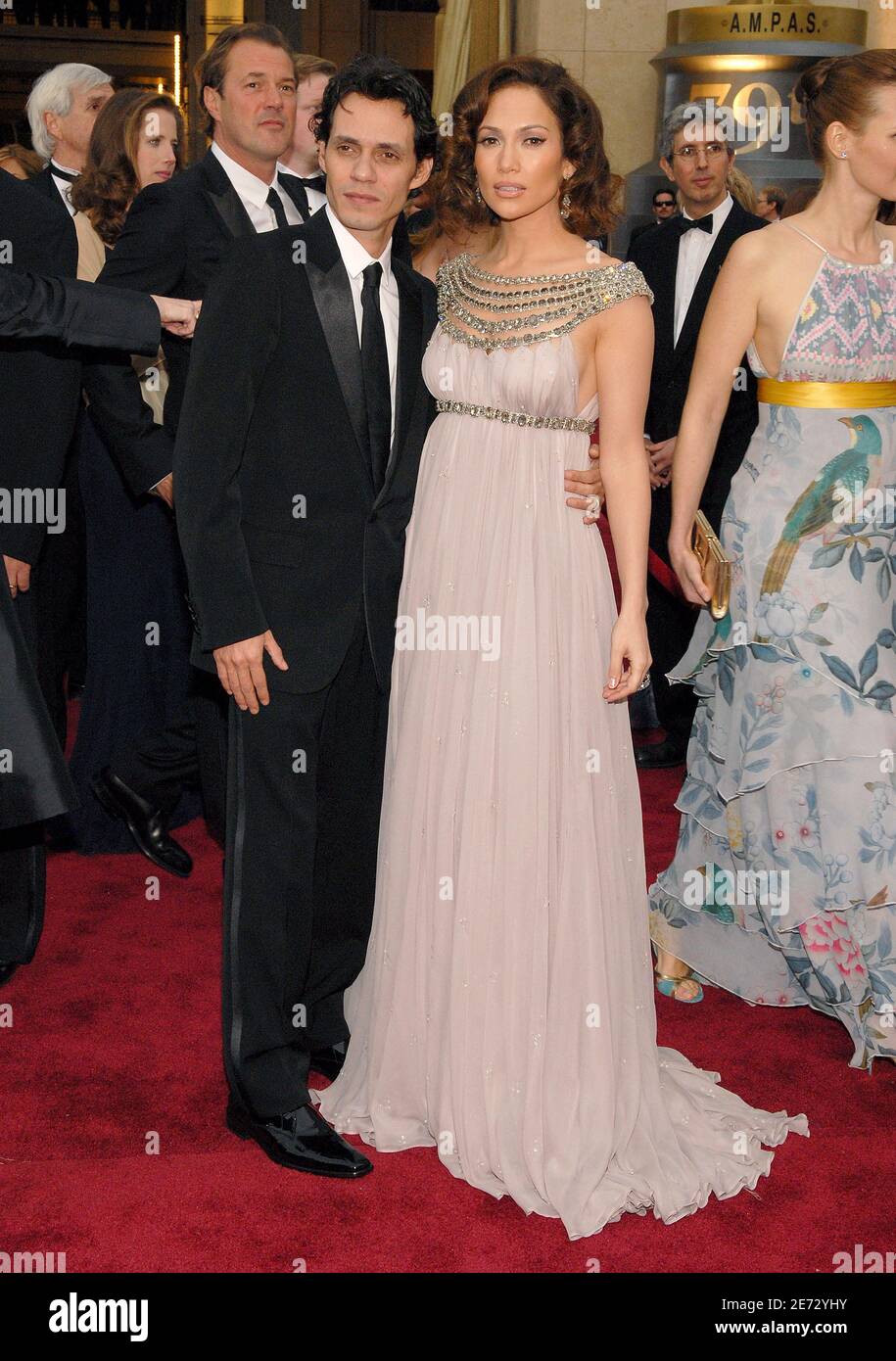 Marc Anthony and wife Jennifer Lopez, arriving at the 79th Academy ...
