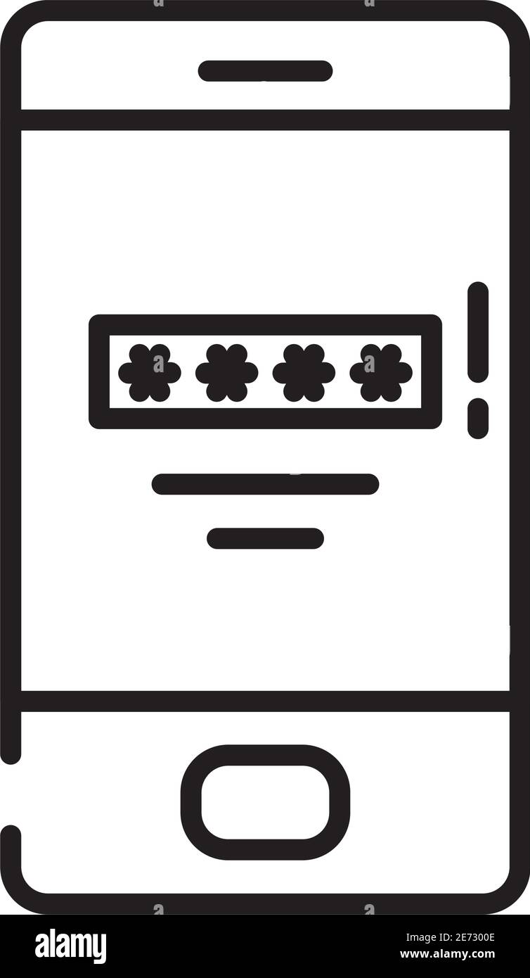 icon of smartphone with password icon over white background, half line ...