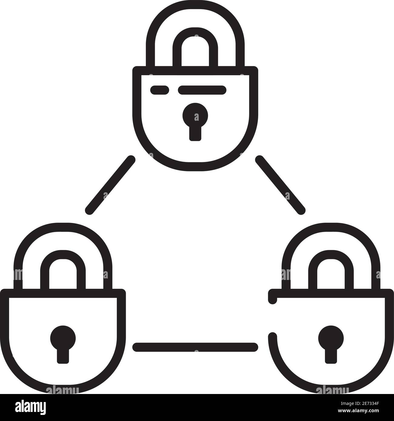 security padlocks network over white background, half line style ...
