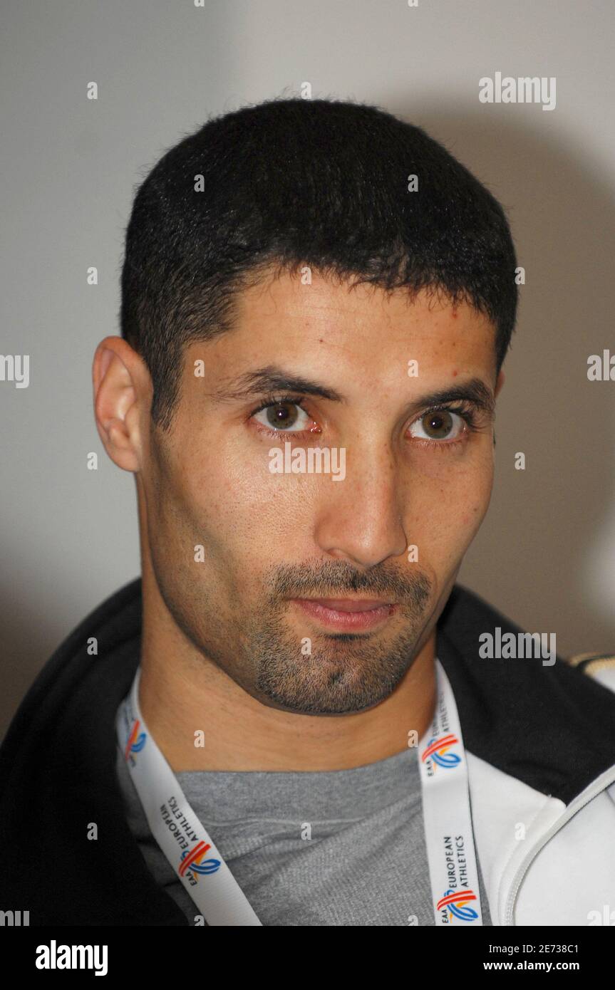 French athlet Salim Sdiri gives an interview before the European ...
