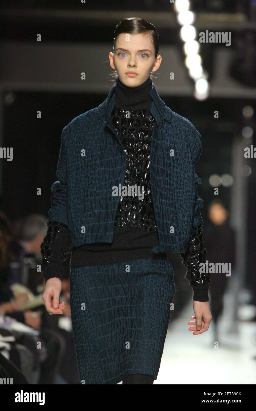 A model displays a creation by Italian fashion designer Stefano Pilati ...
