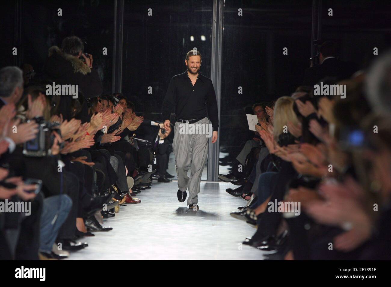 Italian fashion designer Stefano Pilati appears on the runway at the ...