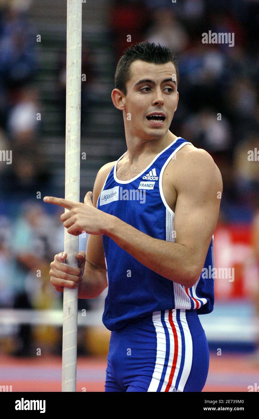France's Jerome Clavier competes on pole vault men qualification during ...