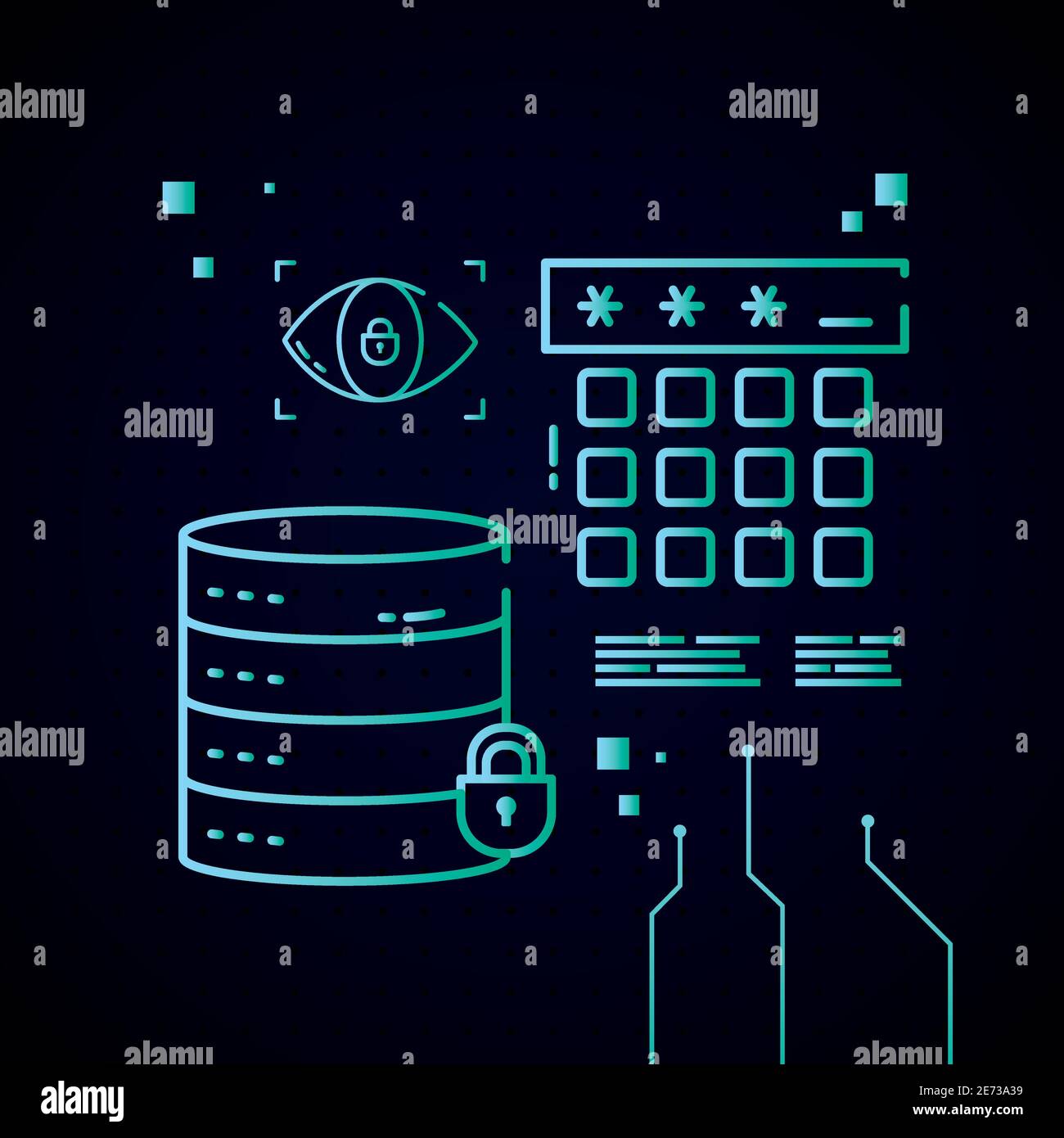 Cyber Lock Data Base Code And Eye Design Of Security Password Technology And Protection Online