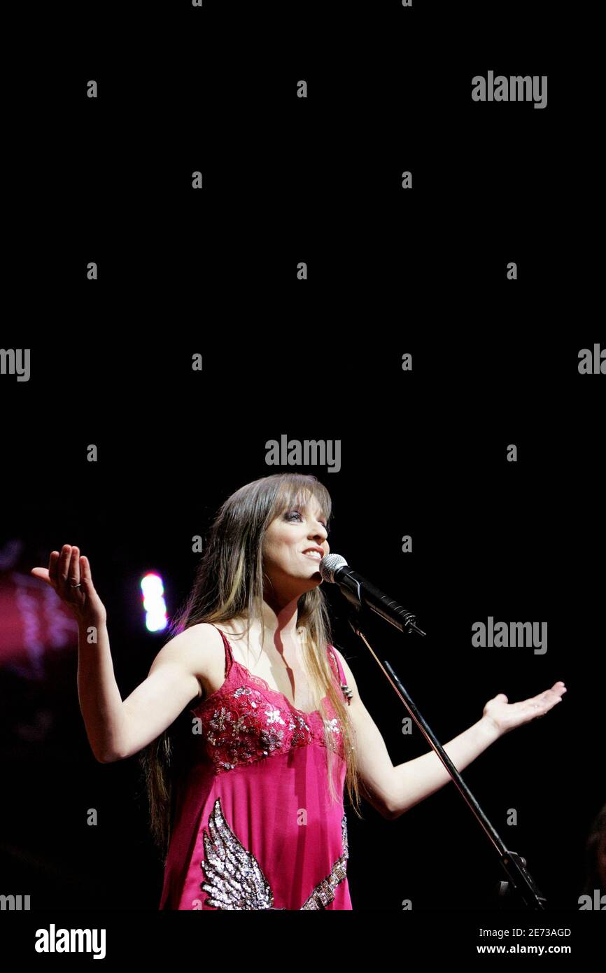 Canadian singer Lynda Lemay performs live at the Olympia concert hall ...