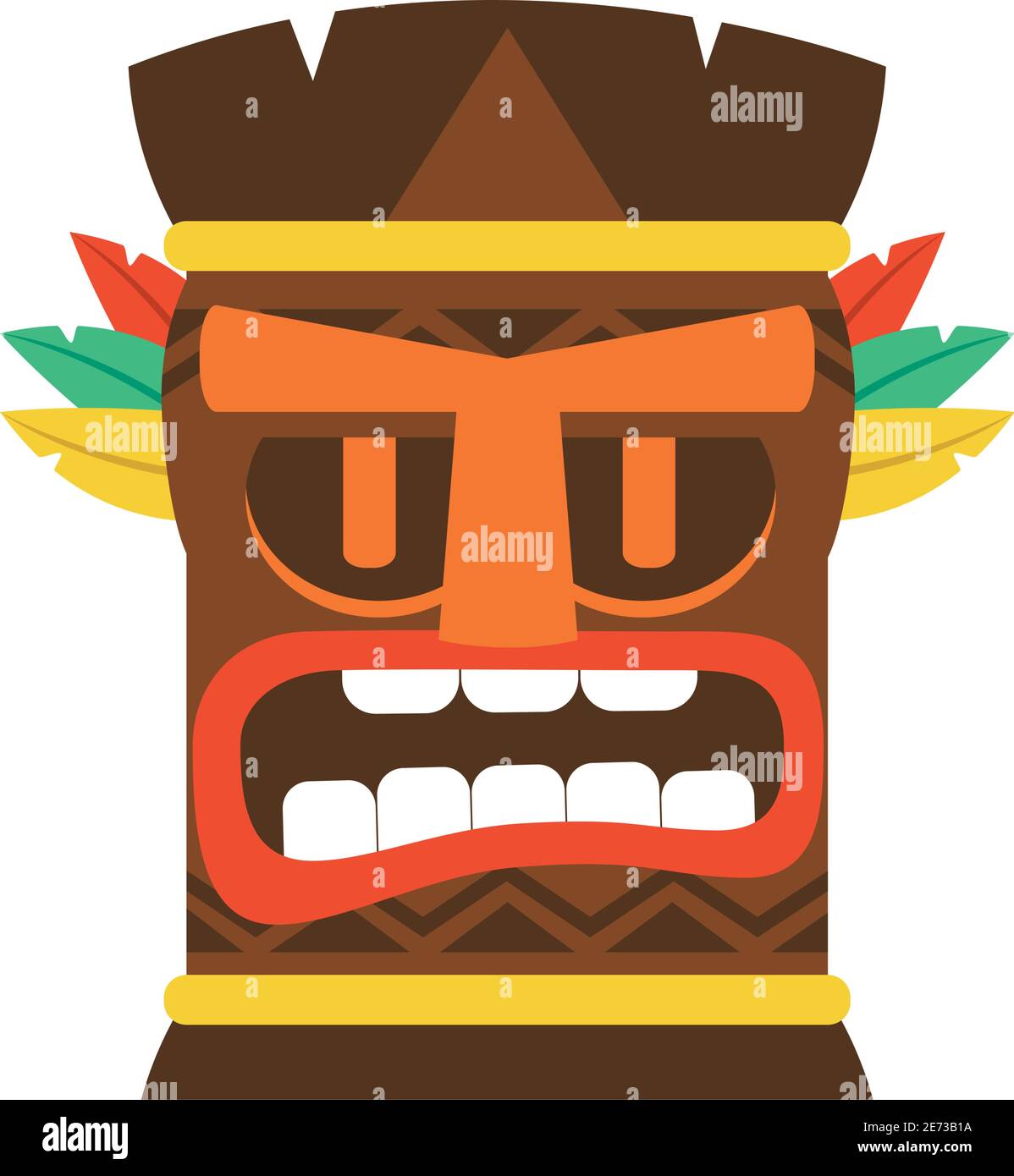 colorful wooden tiki mask icon over white background, colorful design ...