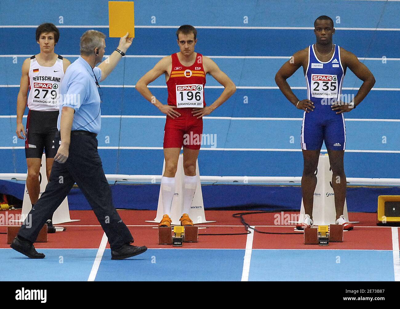 Referee with yellow card during the European athletics indoor ...