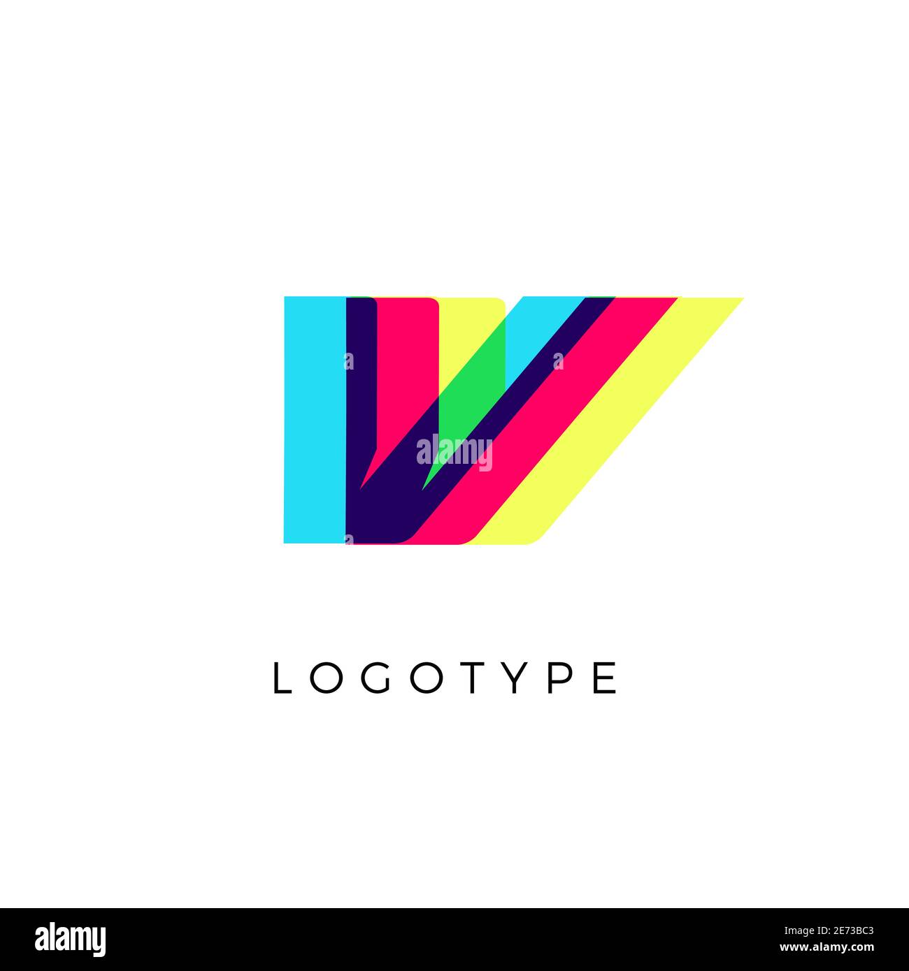 Glitch effect letter V, colored spectrum overlay effect. Vector slant ...