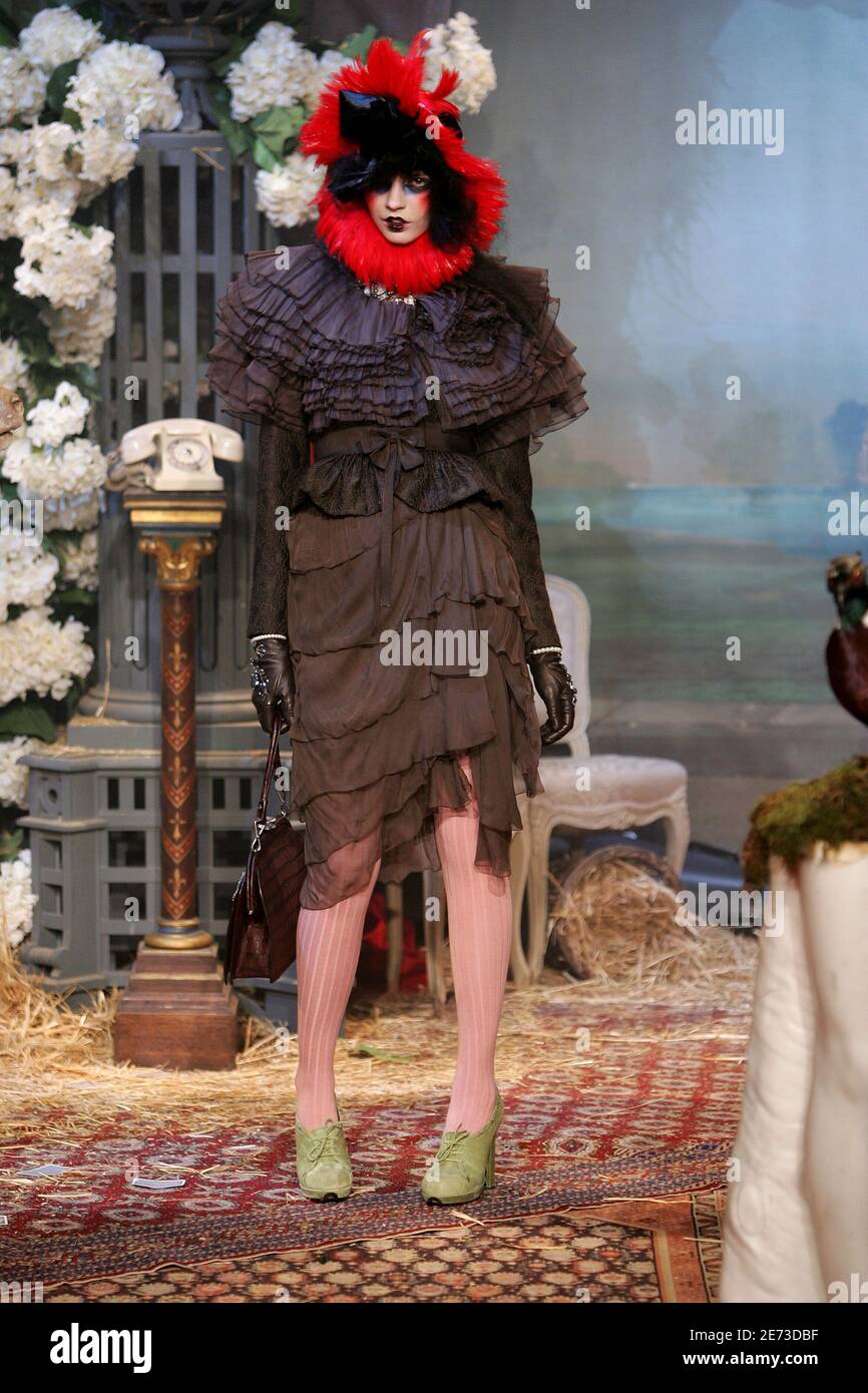 A model displays a creation by British designer John Galliano for his ...