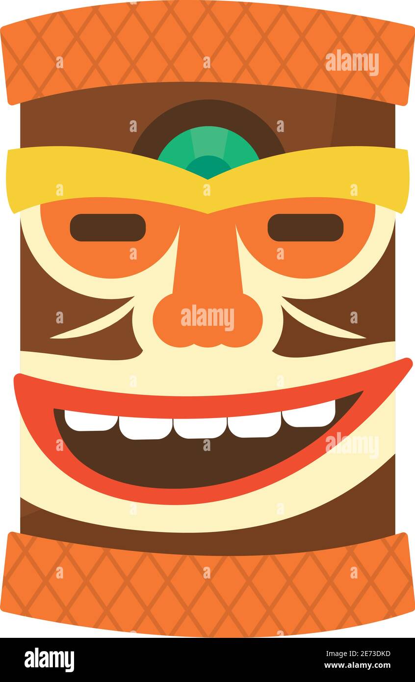 colorful hawaiian tiki mask icon over white background, vector ...