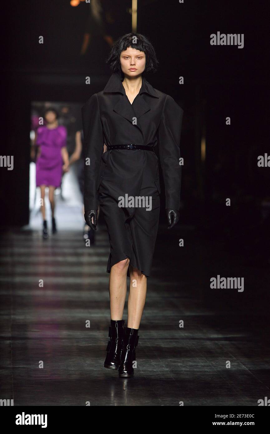 A model displays a creation by designer Alber Elbaz for Lanvin Fall ...