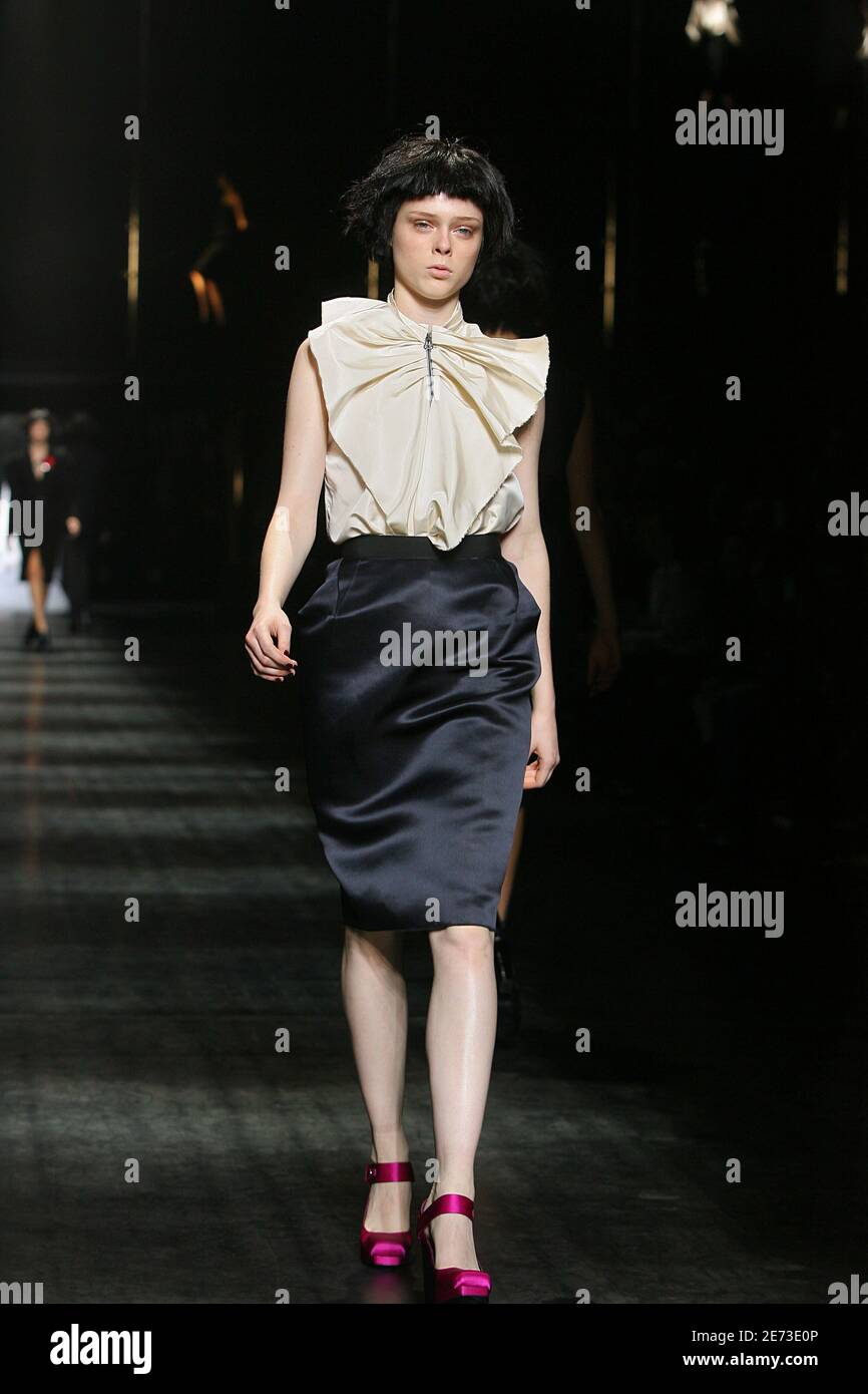 A model displays a creation by designer Alber Elbaz for Lanvin Fall ...