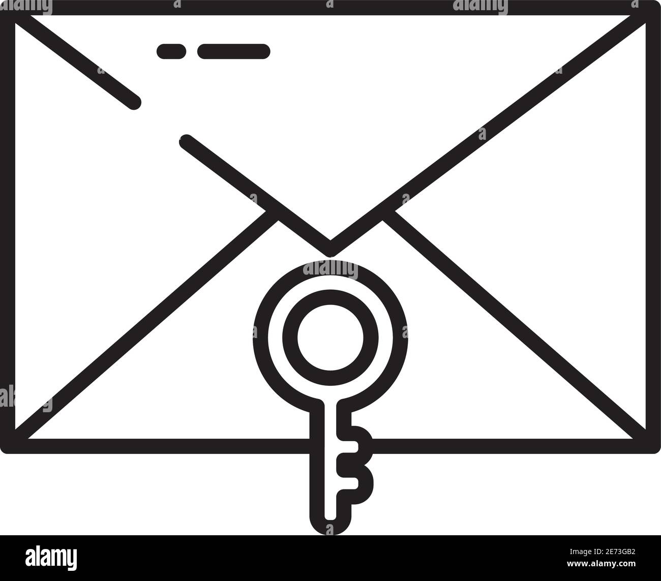 envelope and key icon over white background, half line style, vector ...