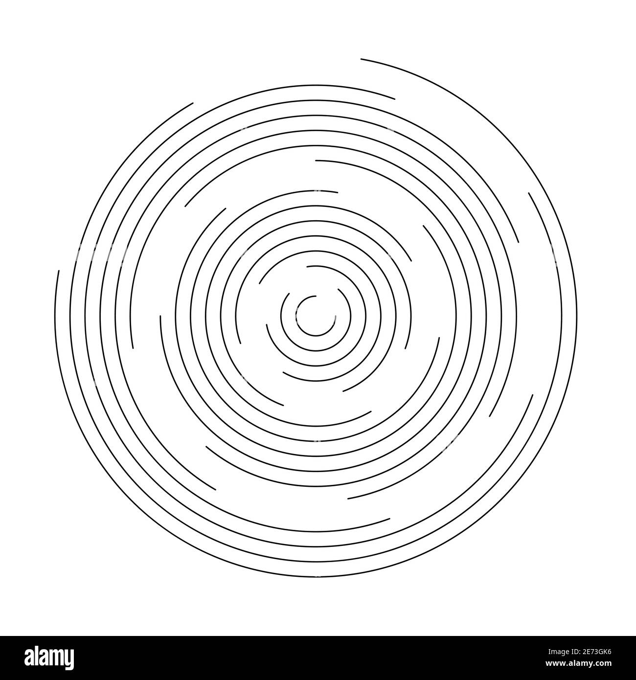 Thin black line vortex of concentric circles. Simple flat abstract ...