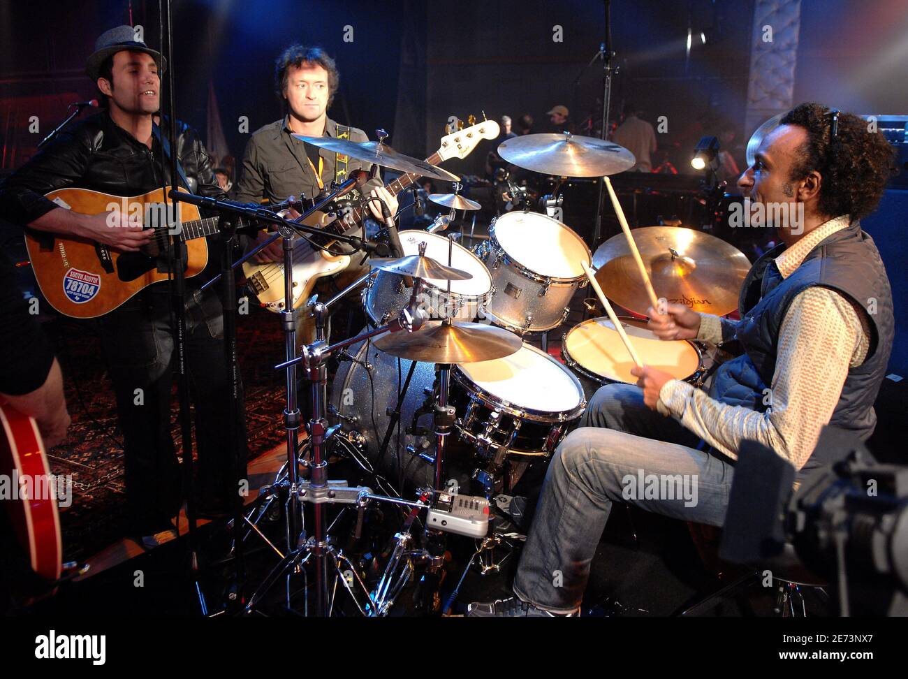 French drummer Manu Katche performs live stage with his band during the ...