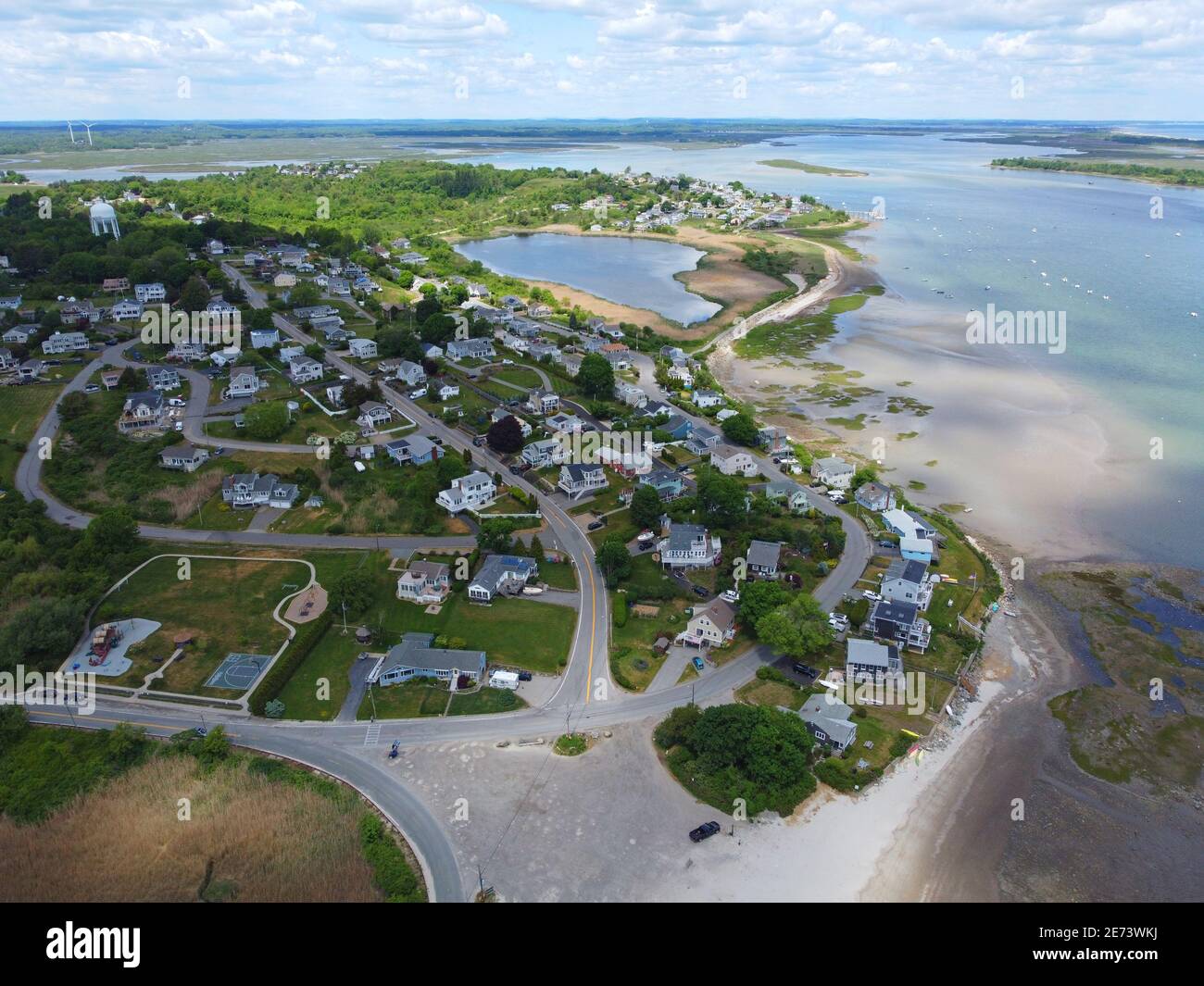 Historic village on Great Neck and Pavilion Beach aerial view at ...