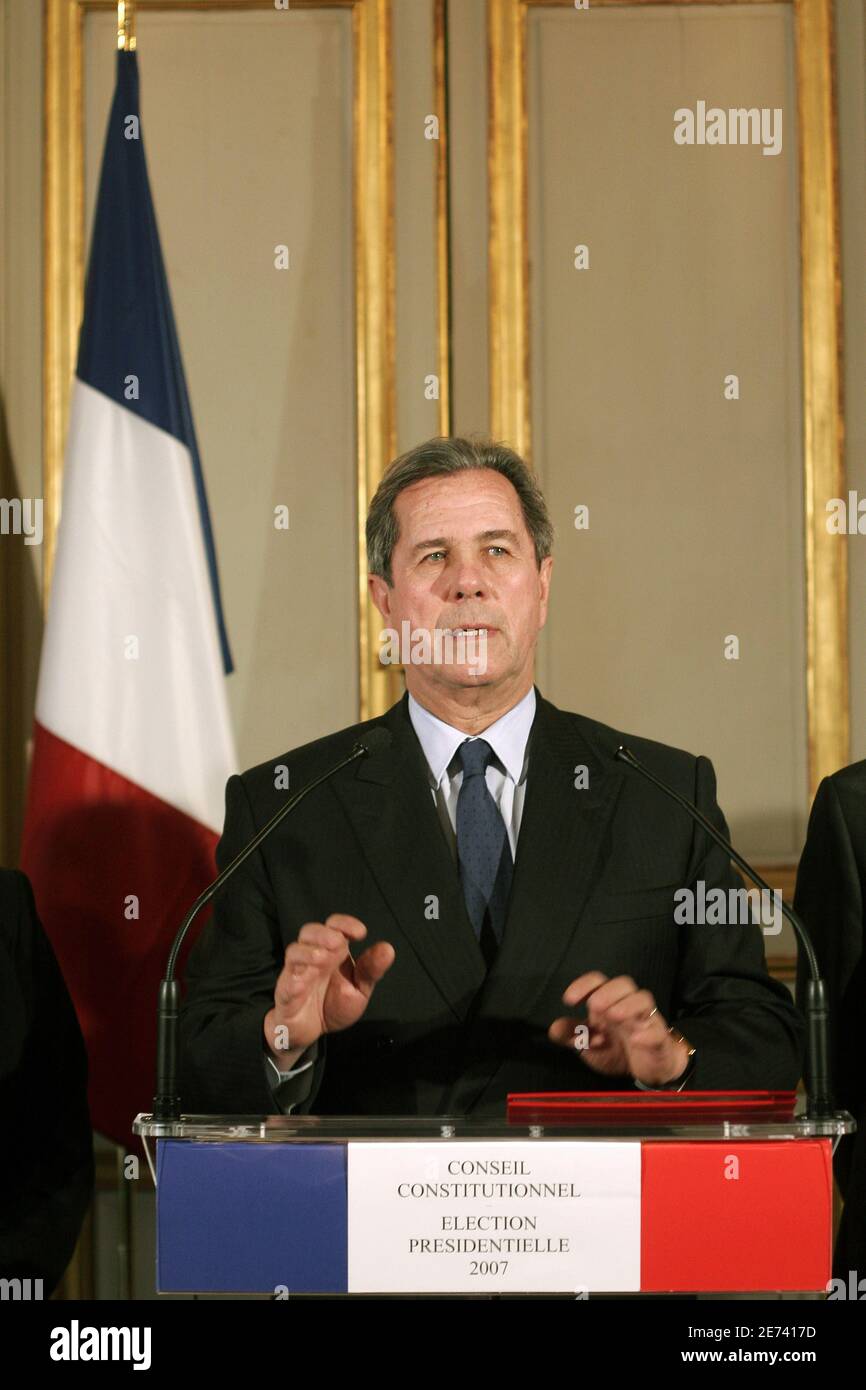 President of French Constitutional Council, Jean-Louis Debre announces ...