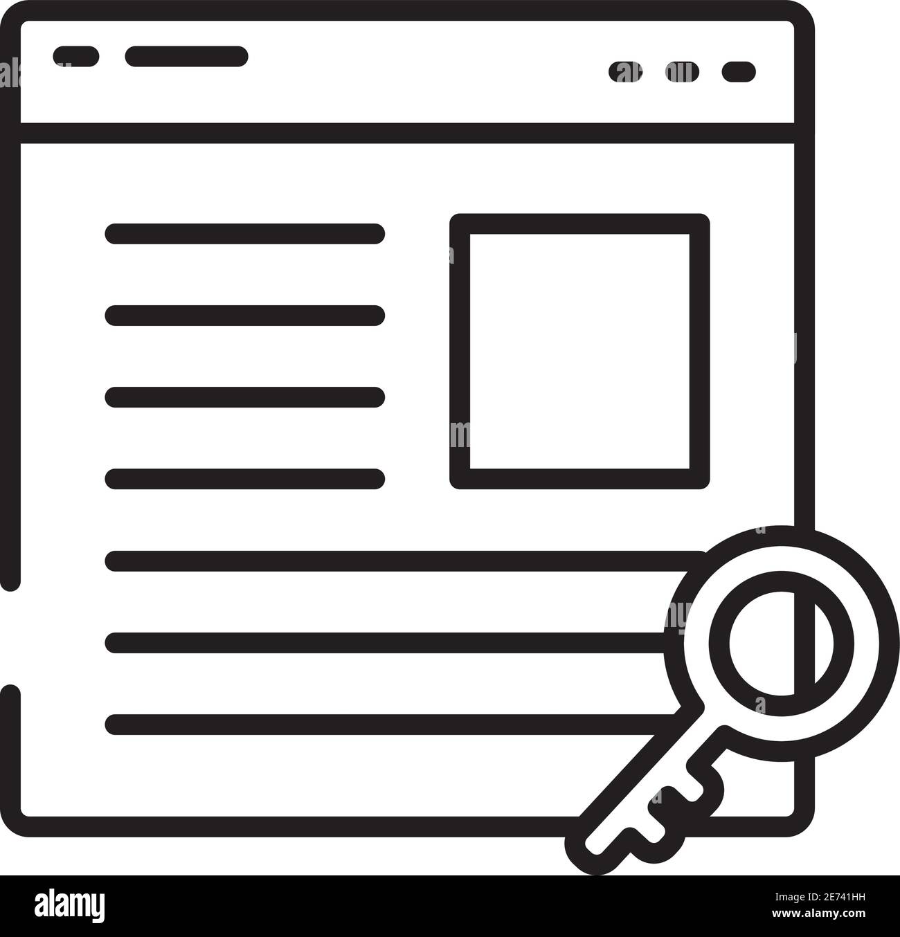 web browser and key icon over white background, half line style, vector ...