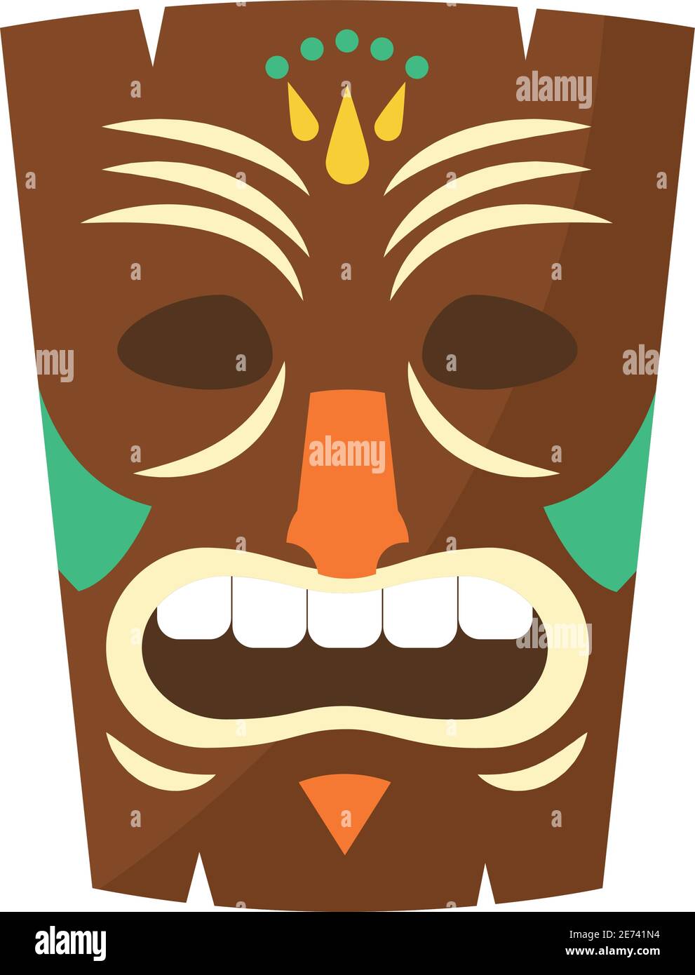 hawaiian tiki mask icon over white background, colorful design, vector ...